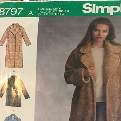 Simplicity Sewing Pattern 8797 Coat, Loose Fitting, Notched Lapels ...
