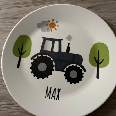 Kindergeschirr, personalisiert, Dschungeltiere, Kinderteller mit Namen, Taufgeschenk, Geschenk ...