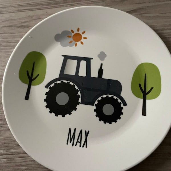 Kindergeschirr, personalisiert, Dschungeltiere, Kinderteller mit Namen, Taufgeschenk, Geschenk ...