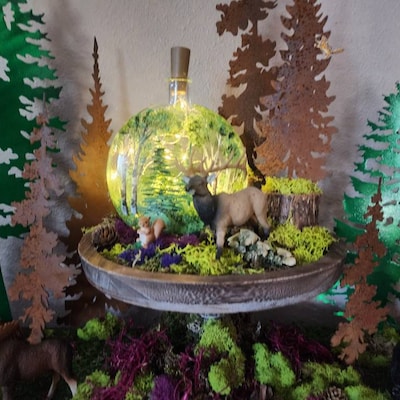 Bottle Light Hand Painted Glass Forest - Etsy
