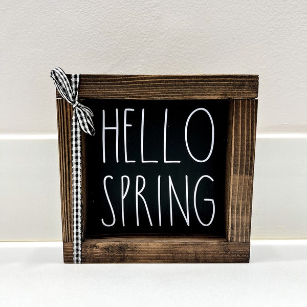 Hello Spring White & Black Neutral Farmhouse Sign Decor - Etsy