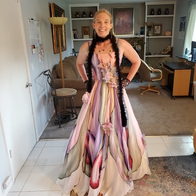 Hand Painted Dress, Ball Gown, Prom Dress, Long Formal Dress, Colorful ...