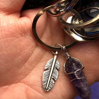 Feather Crystal Keychain, Feather Keychain, Boho Festival Jewelry, Boho ...