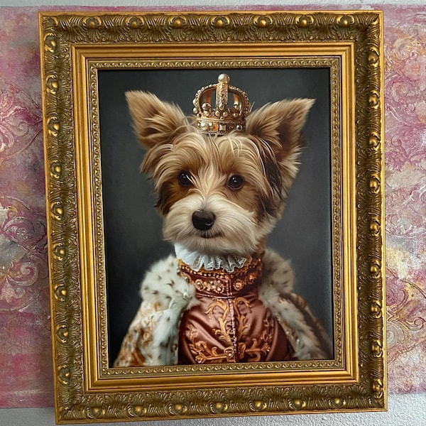 Custom Costume Portrait From Photo | Yorkie King, Royal Dog Pet in ...
