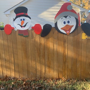 Jumbo Santa Claus Christmas Fence Peeker Outdoor Holiday - Etsy