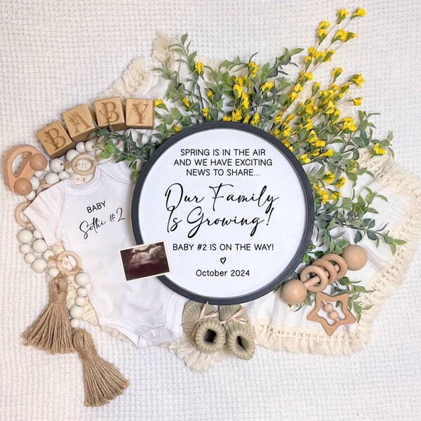 Second Baby Announcement, Digital Pregnancy Announcement, Gender ...