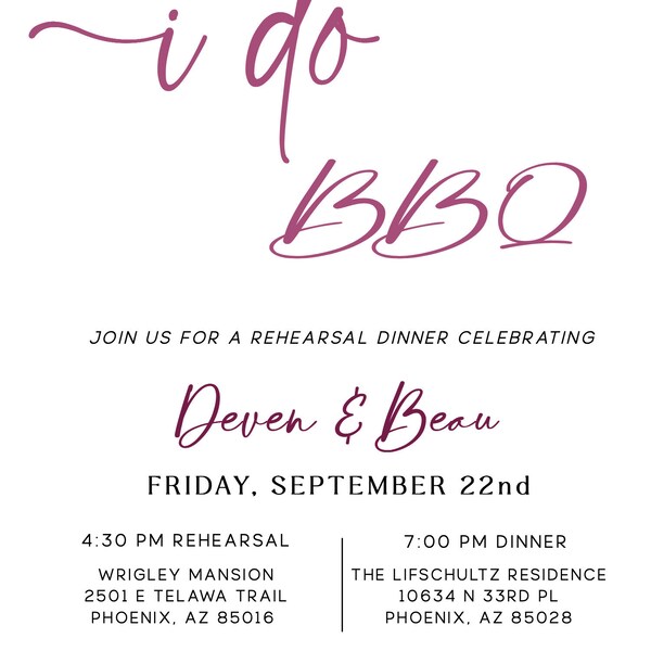 Minimalist Rehearsal Dinner Invitation Template: Editable Evite ...