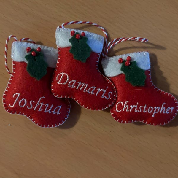 Holiday Mini Stockings Personalized, Personalized Gift Family Ornaments ...