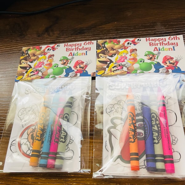 Super Mario Bros Coloring Party Favor Pouch & Crayons-birthday Theme ...