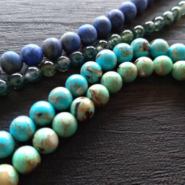 15.5" High Quality Dark Blue Emperor Jasper Round Beads 6mm/8mm/10mm ...