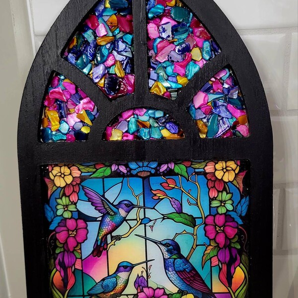 Hummingbird Stained Glass Sublimation Designs, Stained Glass Pattern ...