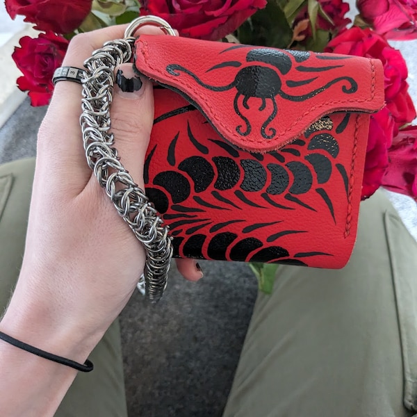 Neon Green Goblin Face Bifold Wallet. Chainmail Wallet Chain ...