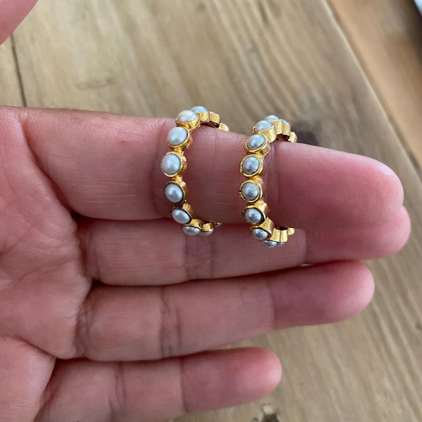 Natural Freshwater Pearl Eternity Band \ Gemstone Ring \ Channel ...