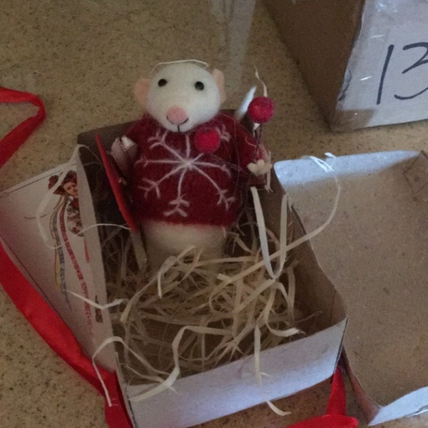 Mouse Christmas Gift Mouse Doll New Year Gift for Mom Felted Ornament ...