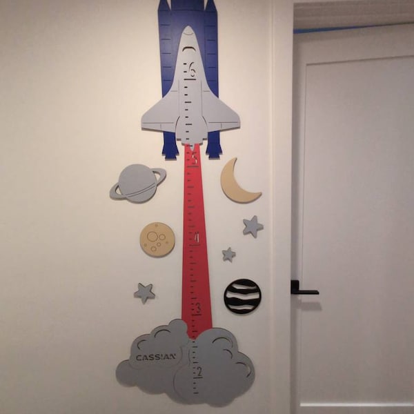 Personalized Space Themed Growth Chart Wooden Growth Chart Rocket Ship ...