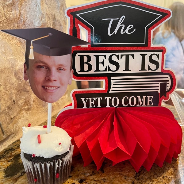 Graduation Photo Cupcake Toppers - Personalized Face Party Decoration ...