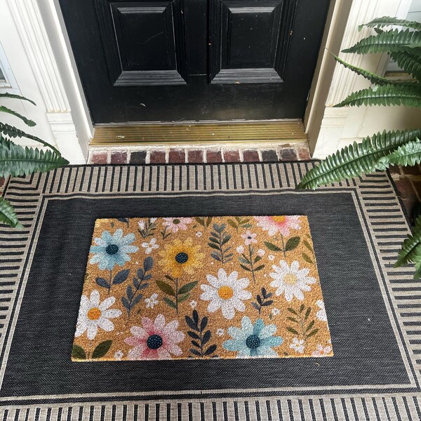 Wildflowers Doormat | Colorful Floral Door Mat | Spring Entry Rug ...