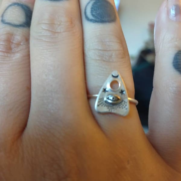 Planchette Ring, Ouija Ring, Moon and Star Ring, Planchette Jewelry ...