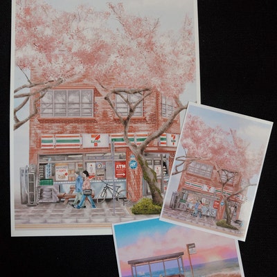 Korean Art/korean Street Scenery Drawing/spring in Seoul/cherry Blossom ...
