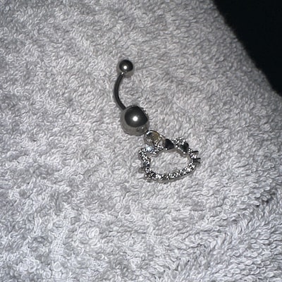 Y2k 2000s Silver Bratz Inspired Silver Diamond Rhinestone Butterfly Bow Heart Belly Button ...