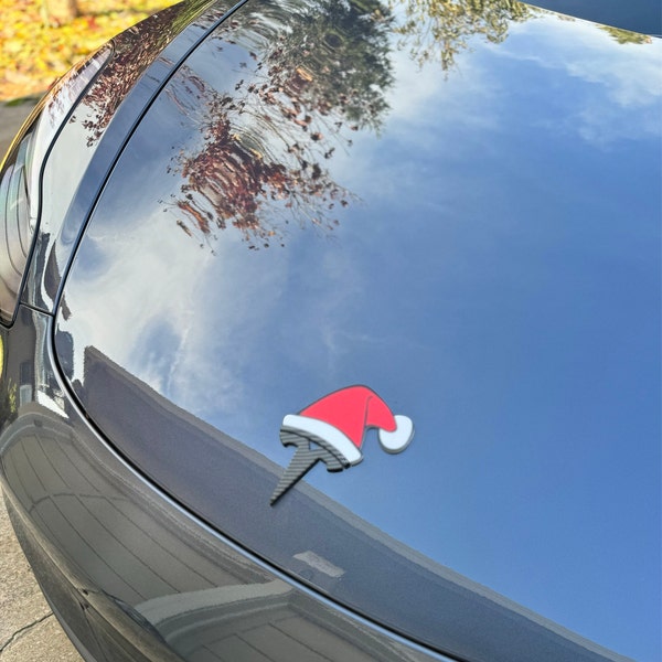 Santa Hat Overlay for Tesla Emblem, Reusable - Etsy