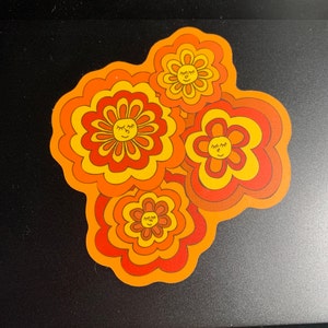 Glossy Groovy Flower Power Sticker | Etsy