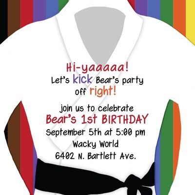 Karate Invitation, Karate Birthday Invitation, Karate Party Invitation ...