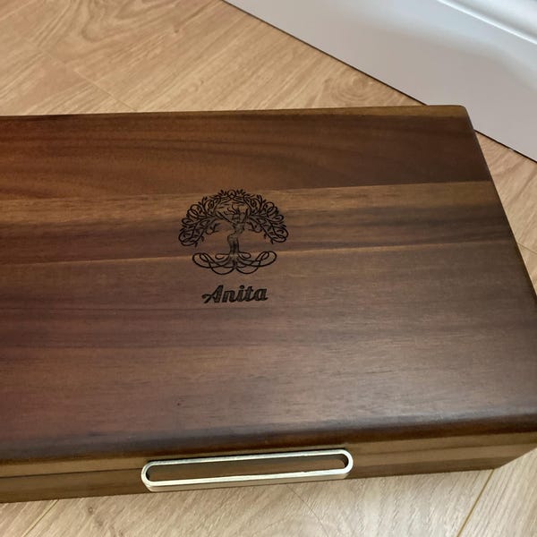 Rustic Wooden Tea Box With Drawer Tea Bag Organizer With Name and Date ...