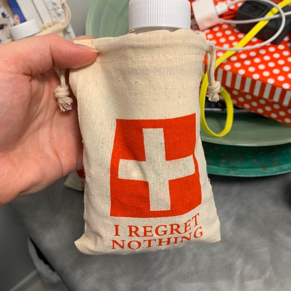 10x Bachelorette Party Bags - I Regret Nothing Hangover Kit Bags ...