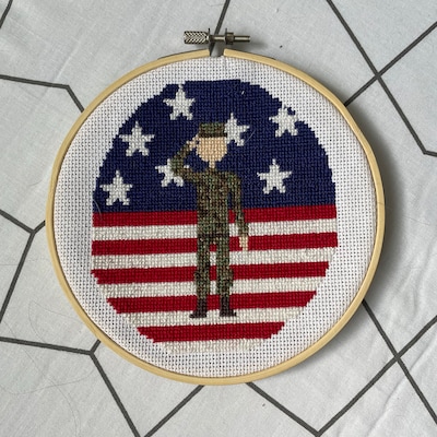 Army Soldier American Flag PDF Cross Stitch Pattern - Etsy