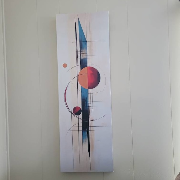 Tall Narrow Mid Century Modern Vertical Wall Art, Stylish Painting ...
