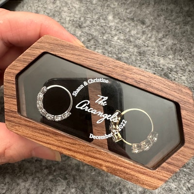 Personalized Ring Box, Double Irregular Slot Ring Box, Wood Ring Box ...