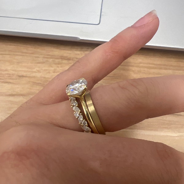 14k Solid Yellow Gold Flat Wedding Band • Matte Finish - Etsy