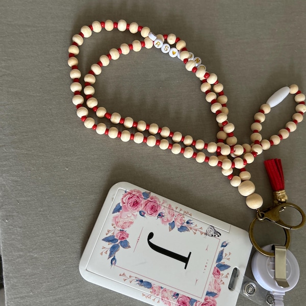 Personalized Boho Teacher Lanyard, Personalized Lanyard, Glass Seed ...