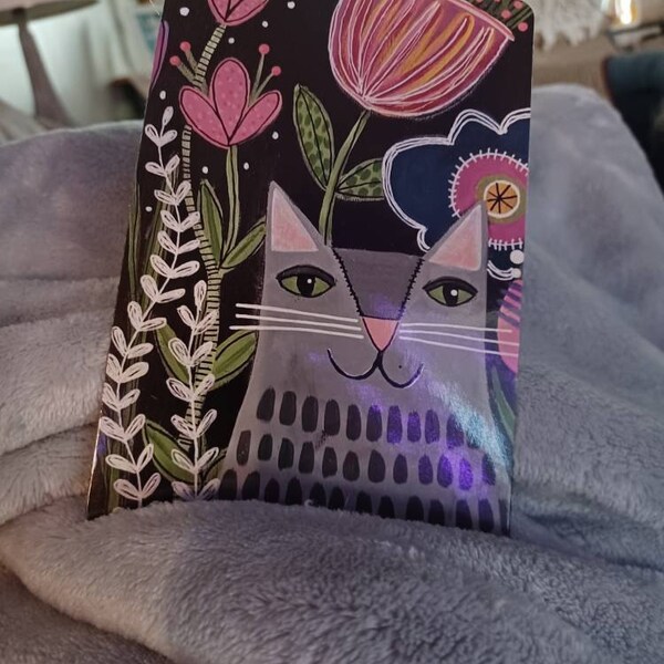 Cat LADY Magnet 3 X 3 by Jenny Elkins Cat Lover Cat Lady Blue Hair Blue ...