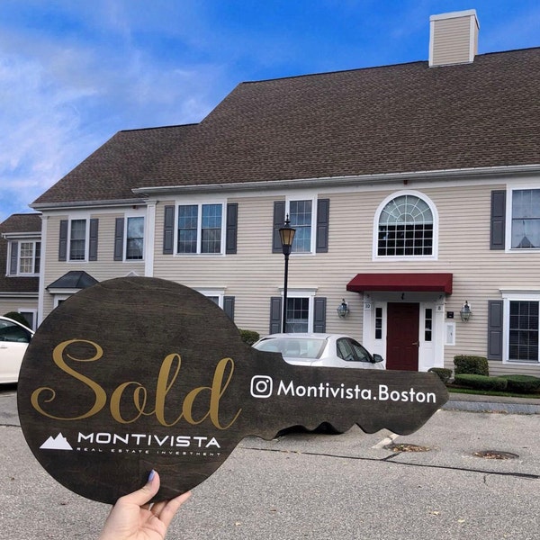 Key Shape Sold Sign With Hashtag or Name, Personalized Real Estate ...