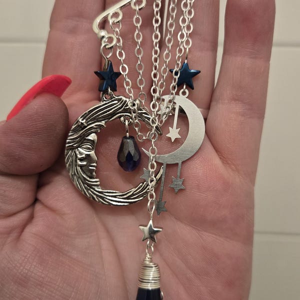 Luna Raven Ear Cuff With Purple Quartz Crystal, Bird Skull Ear Cuff ...