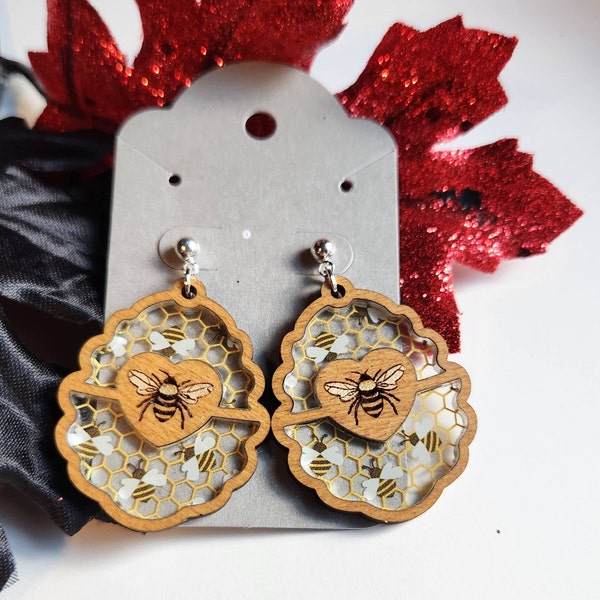 Bee Hive Inlay Earring Digital Download Laser File SVG PDF - Etsy