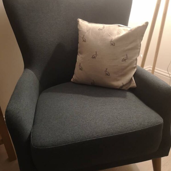 Neptune 'orla' Flax Blue Thistle Pattern Fabric Handmade Cushion Covers ...