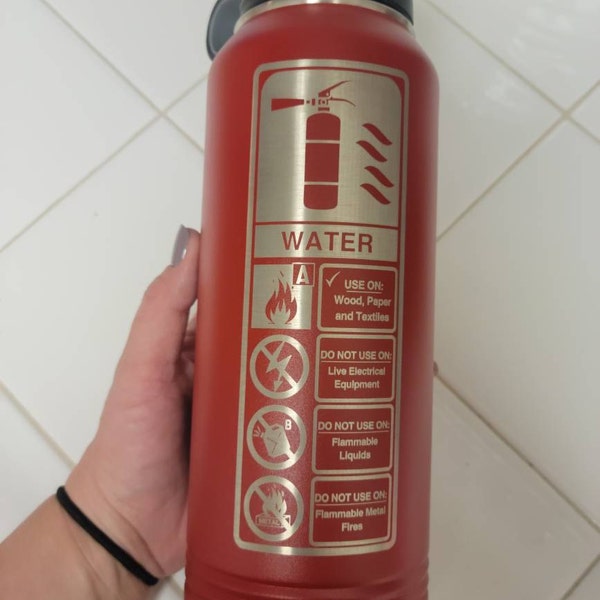 Personalized Fire Extinguisher Water Bottle, Custom Engraved ...