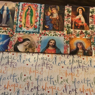 Catholic Saints Fabric Catholic Saints and Images Collage by Anette ...