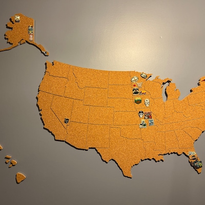 USA Cork Board, USA Corkboard Map, Pin Board, USA Bulletin Board ...