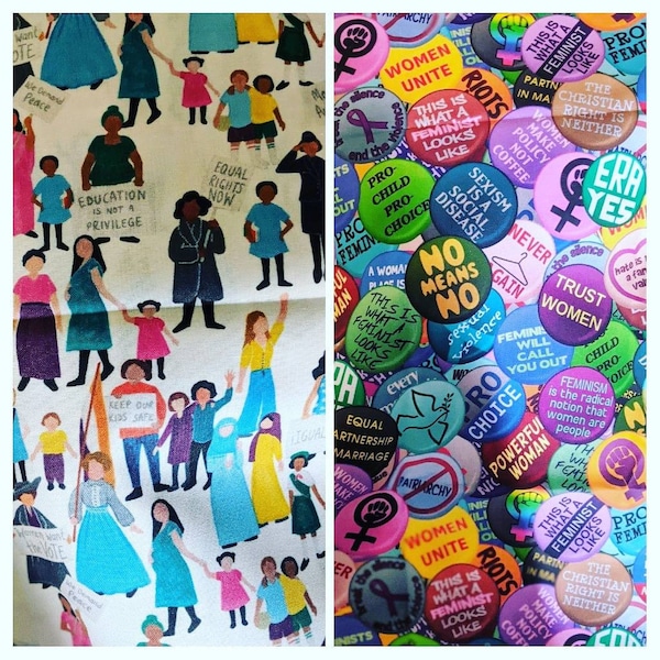 Womens March Fabric - Womens Rights Around the World by Landpenguin ...