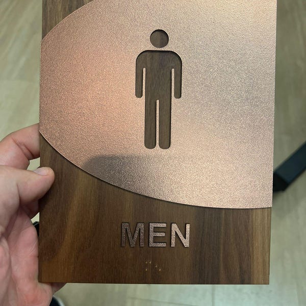 ADA Compliant Solid Wood Bathroom Sign With Raised Letters and Braille ...