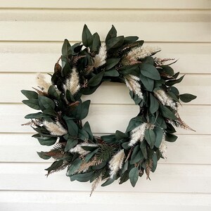 Tan Maple Leaf Pampas Grass Wreath for Front Door Neutral - Etsy