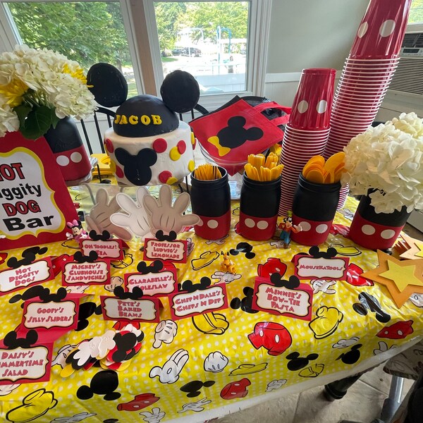 Mickey Mouse Birthday Place Cards Food Labels Party Decoration Minnie ...