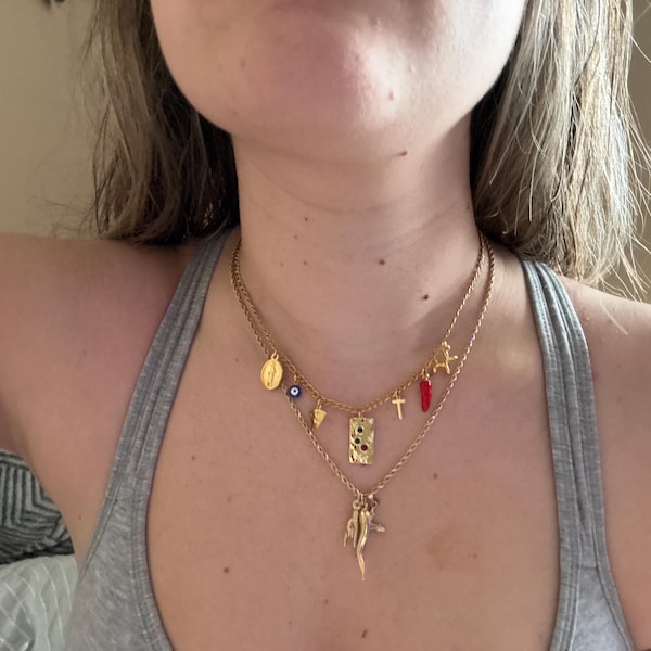 Build Your Own Custom Charm Necklace, Gold Charm Necklace, Customizable ...