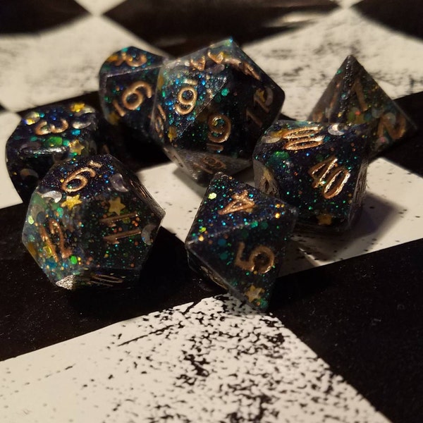 Moon and Stars DND Dice Set for Dungeons and Dragons Table Top RPGS ...