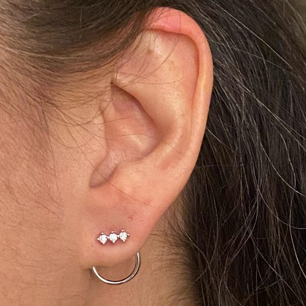 Waterproof-double Helix Hoop Sterling Silver Earring, Helix Piercing ...