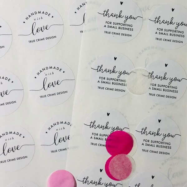 Modern Handmade With Love Labels, Handmade With Love Stickers, Handmade ...